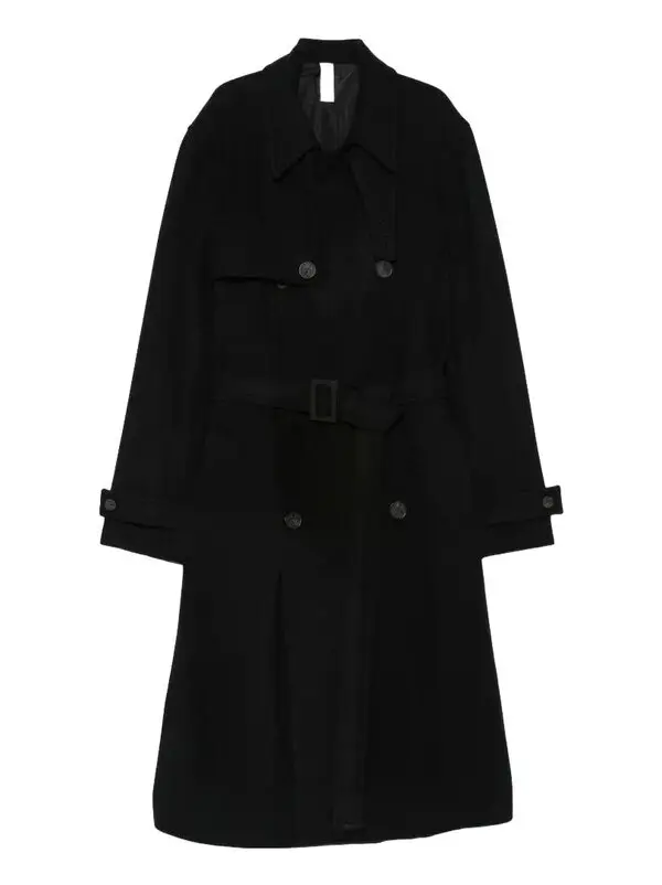 HEVO Double-breasted Belted Coat - Black