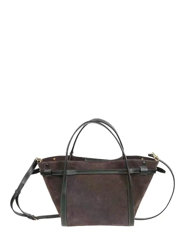 TOD'S T Signature Shopping Bag In Suede Small - Brown