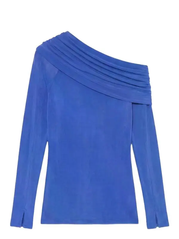 PEACHY DEN Kylie Cold-shoulder T-shirt - Blue