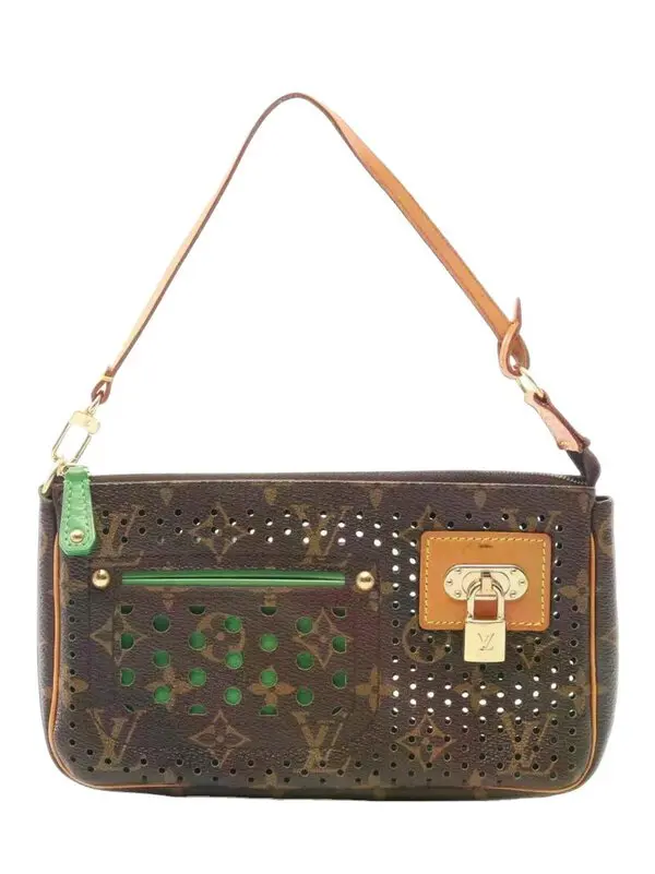 LOUIS VUITTON 2006 Perfo Pochette Monogram Canvas Tote Bag - Brown