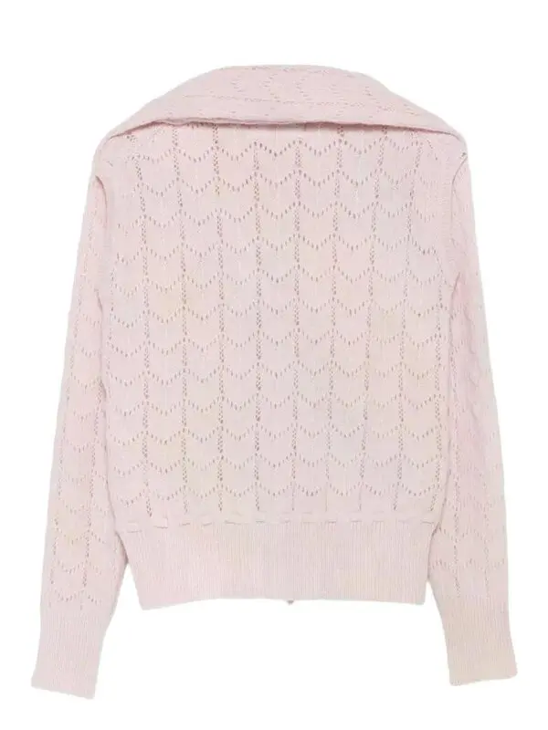 ALAINPAUL Pointelle-knit Tie-fastening Cardigan - Pink