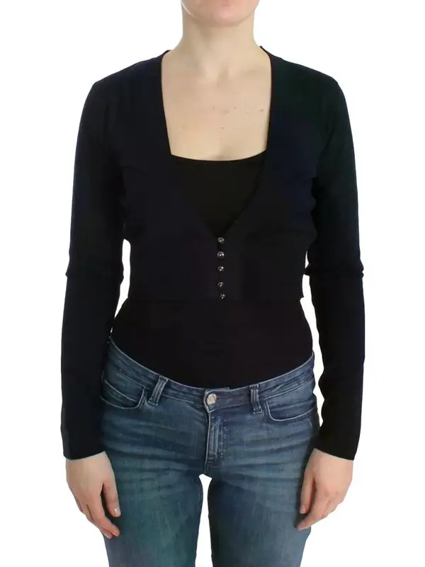 Roberto Cavalli Cropped V-neck Cardigan - Black