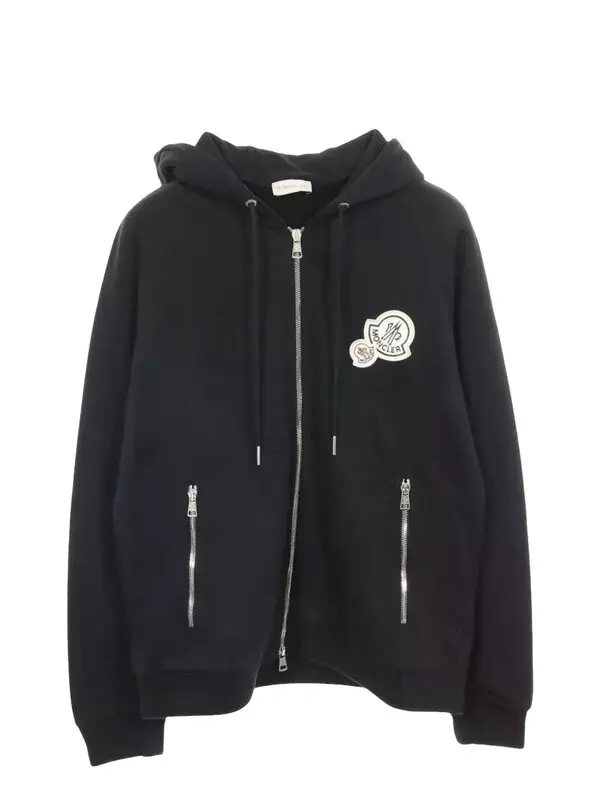 Moncler 2010s Logo-patch Zip-up Hoodie - Black