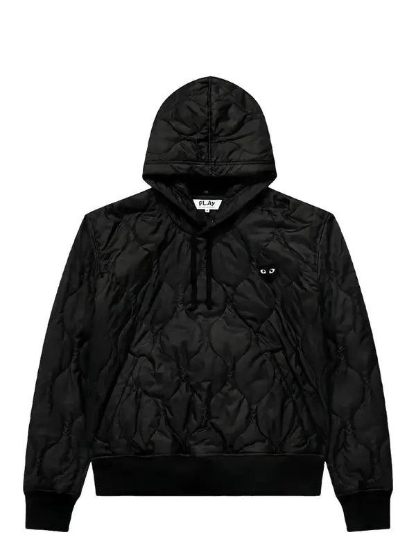 Play Comme Des Garcon Quilted Heart Logo Hoodie Jacket - Black