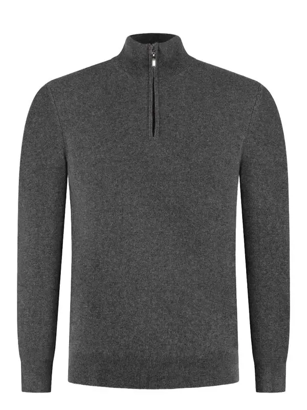 DORIANI CASHMERE Quarter-zip Knitted Sweater - Grey