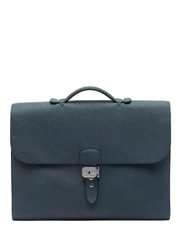 Hermès 2013 Togo Verso Sac A Depeches 38 Business Bag - Blue