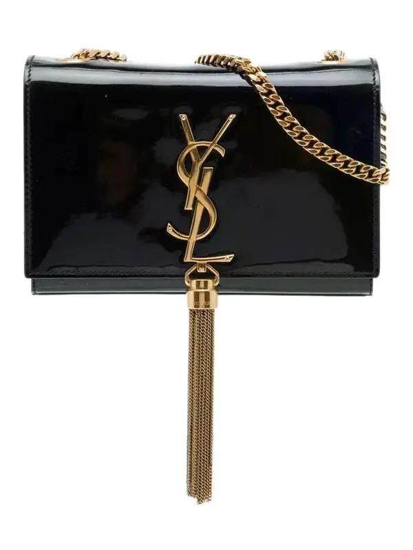 Saint Laurent 2014 Small Patent Monogram Kate Tassel Crossbody Bag - Black