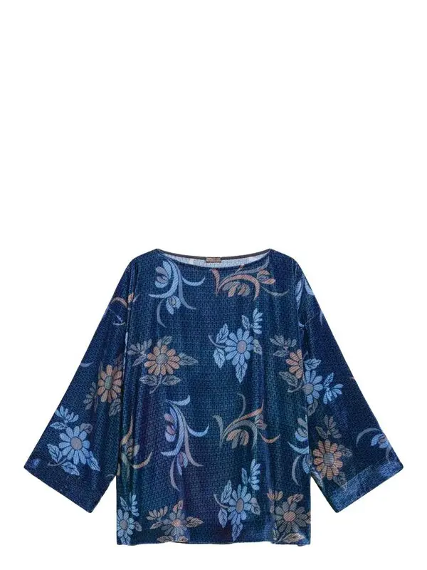 Malìparmi Floral-print Velvet Shirt - Blue