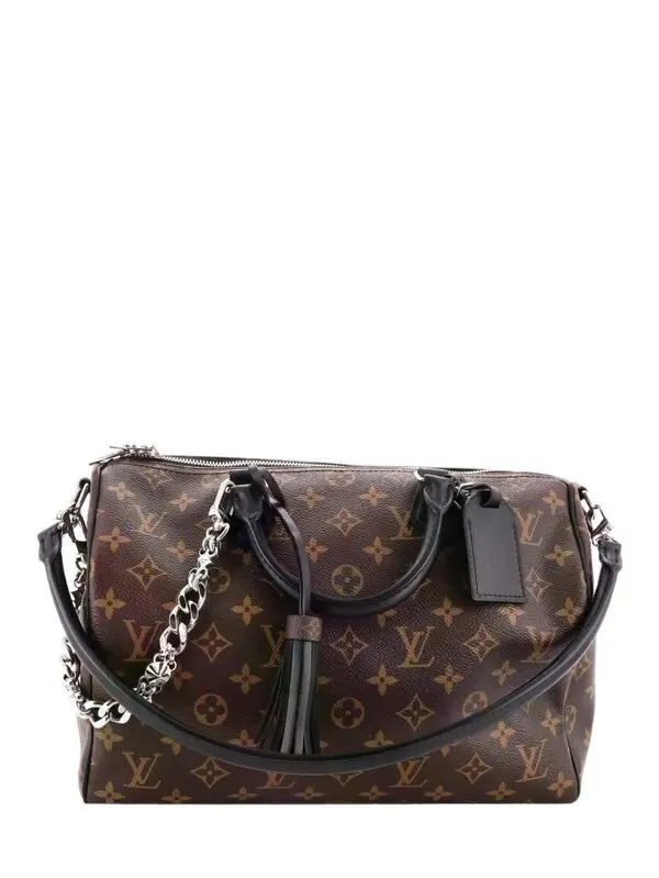 LOUIS VUITTON Dark Speedy Soft Bandouliere Bag Monogram Canvas 30 Satchel - Black