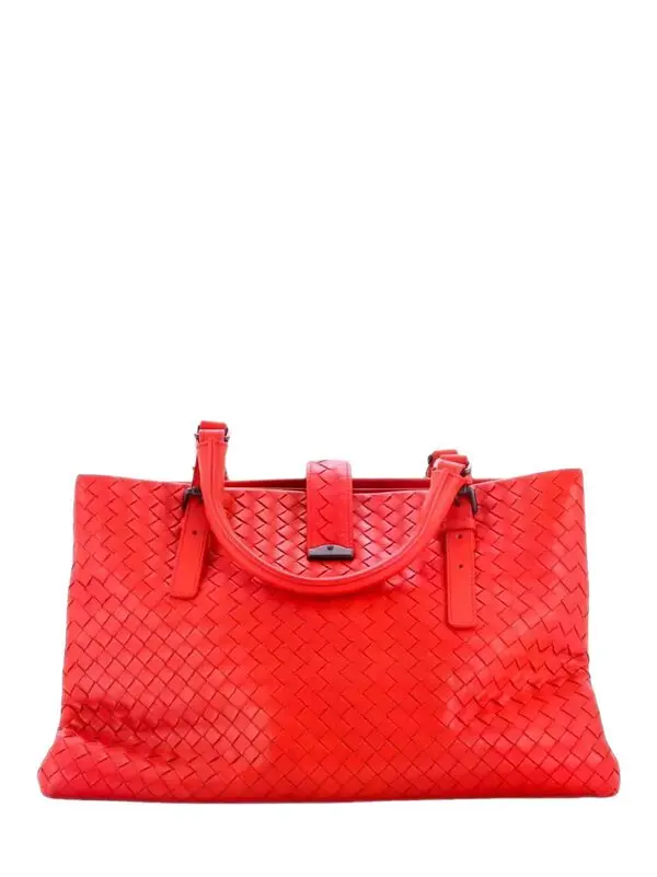 Bottega Veneta Roma Bag Intrecciato Nappa Medium Tote Bag - Red