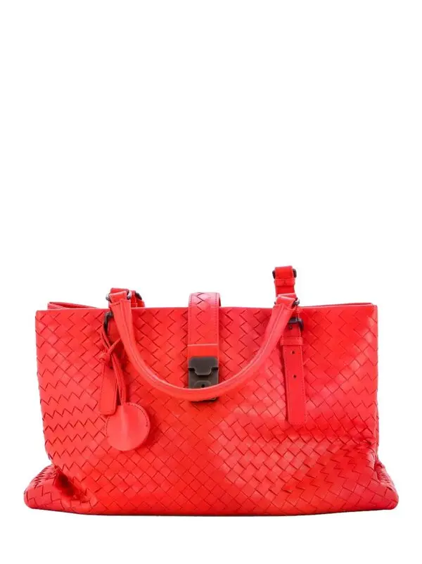 Bottega Veneta Roma Bag Intrecciato Nappa Medium Tote Bag - Red