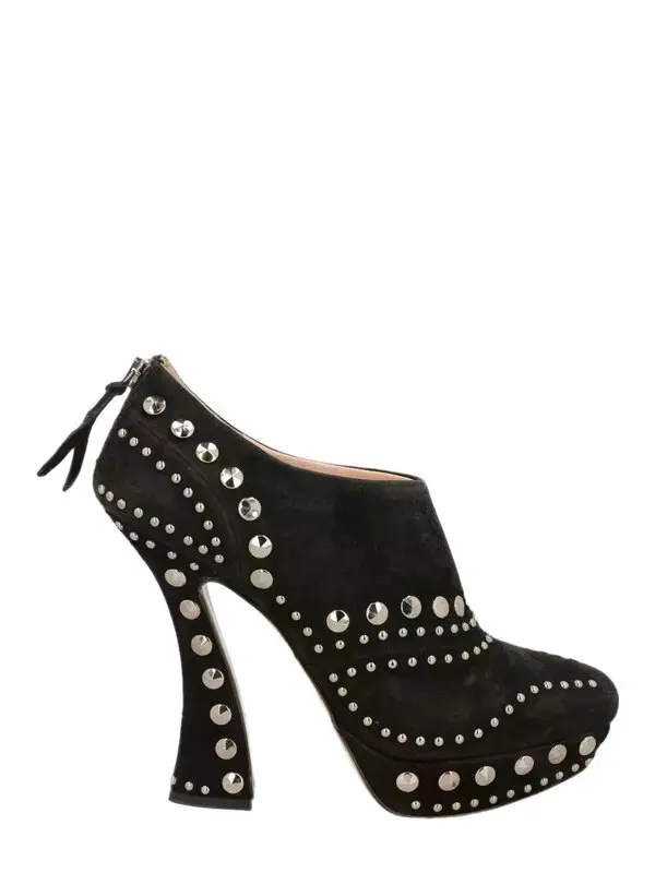Miu Miu Stud-embellished Platform Ankle Boots - Black