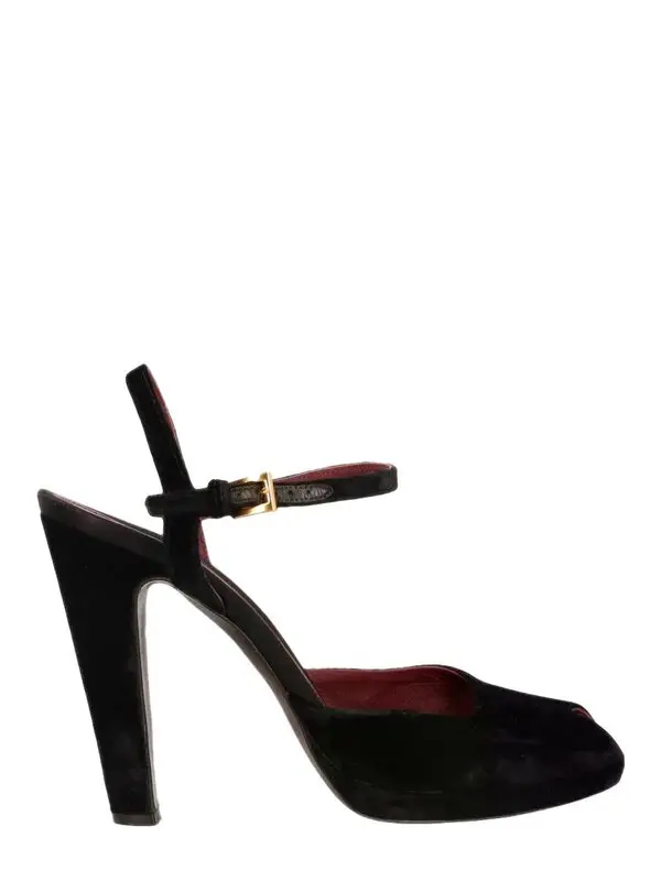 Prada Velvet-effect Slingback Sandals - Black