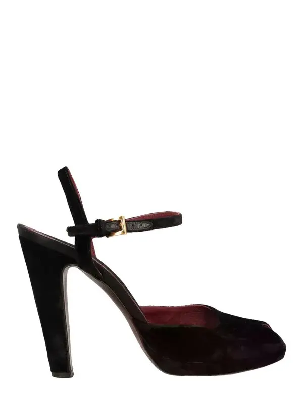 Prada Velvet-effect Slingback Sandals - Black
