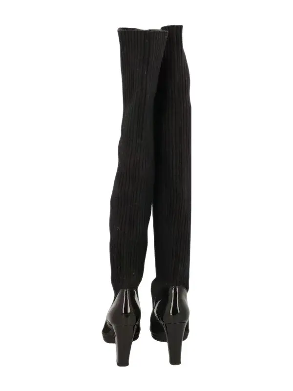 Hogan Ribbed-knit Over-the-knee Boots - Black