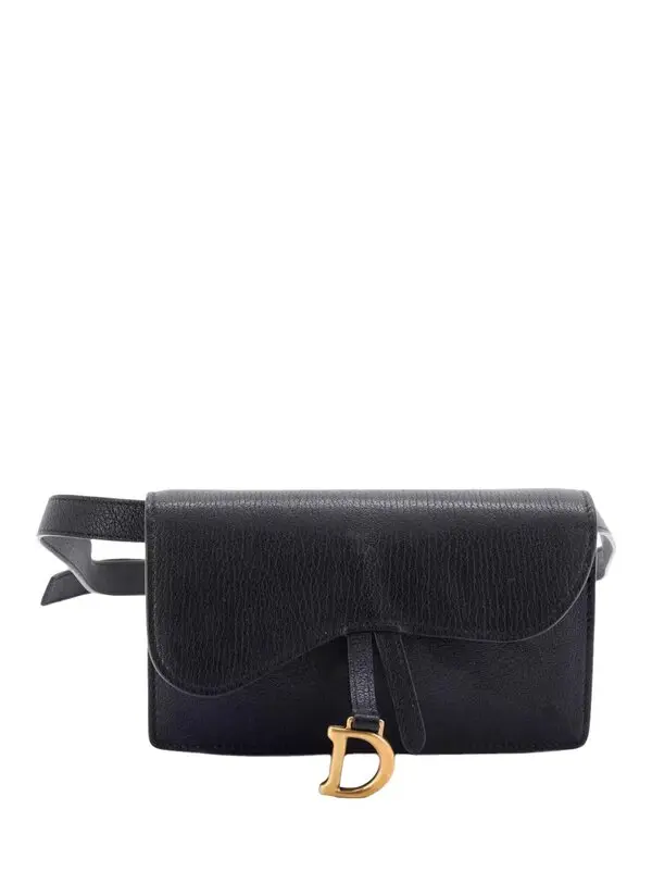 Dior Saddle Rectangular Leather Belt Bag - Black