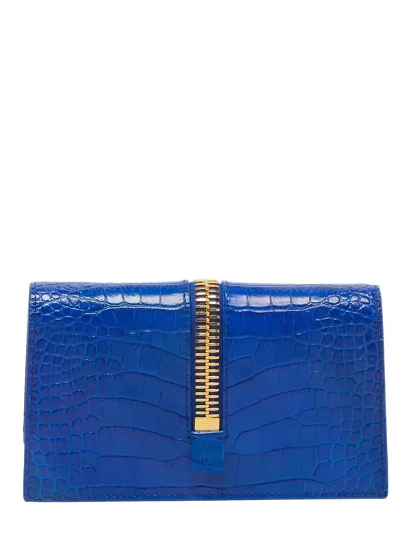 TOM FORD Sedgewick Croc-embossed Mini Clutch Bag - Blue