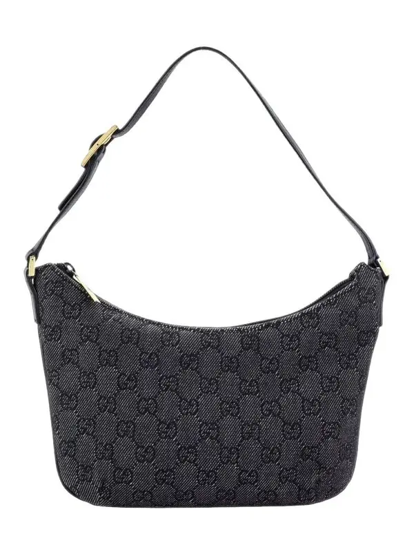 Gucci Vintage Pochette Shoulder Bag Gg Canvas Small Hobo Bag - Black