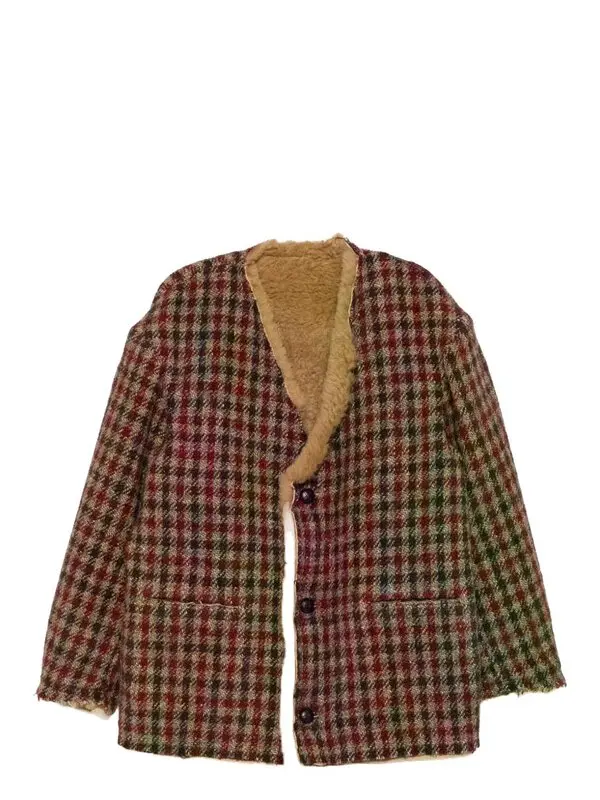 R13 Reversible Check-pattern Coats - Red