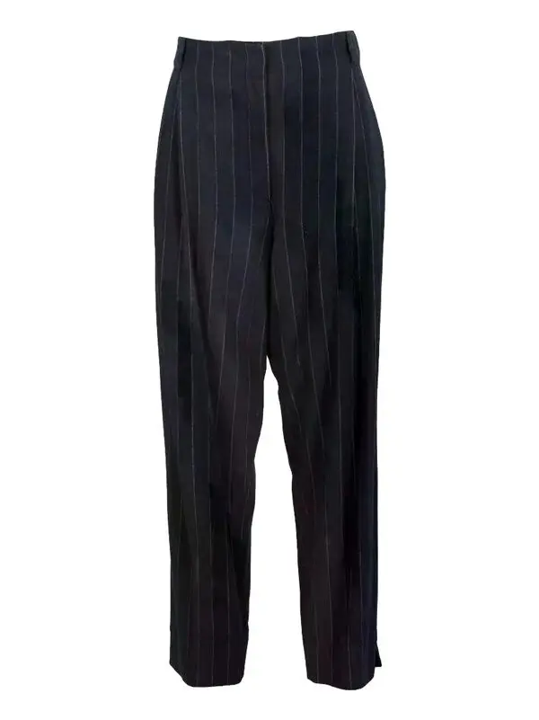 Giorgio Armani Pinstripe-pattern Pleated Straight-leg Trousers - Blue