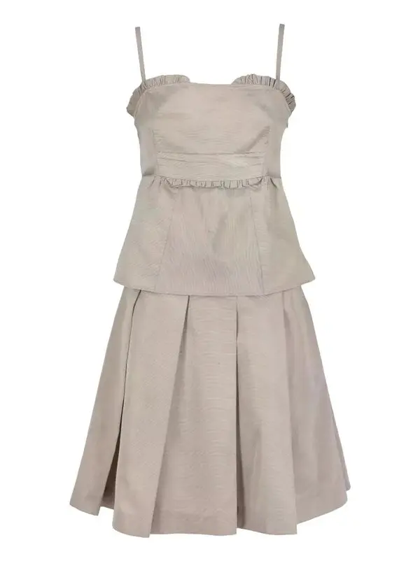 Miu Miu Ruffle-trim Pleated Top And Skirt Set - Grey