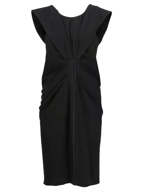 Balenciaga Silk Gathered Sleeveless Midi Dress - Black