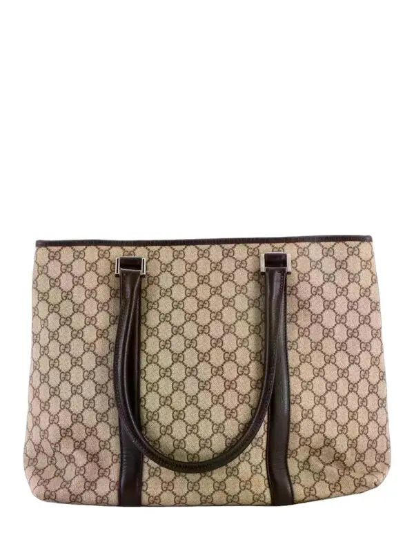 Gucci Joy Gg Coated Canvas With Leather Large Tote Bag - Brown