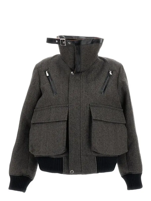 Sacai Herringbone Puffer Bluson - Multicolor