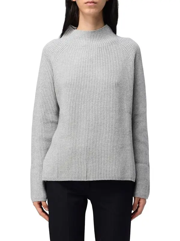 Max Mara Ribbed Wool And Cashmere Roll Neck With Dropped Shoulders - Grey