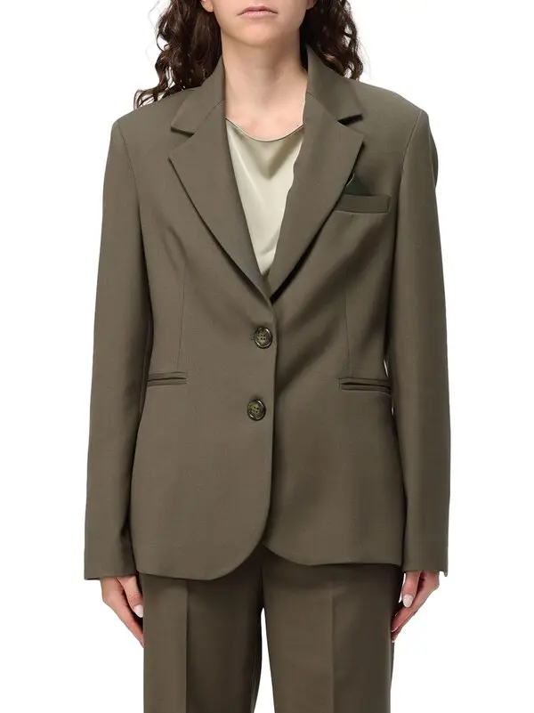HANITA Single-breasted Recycled Polyester Blazer With Lapel Collar - Sage
