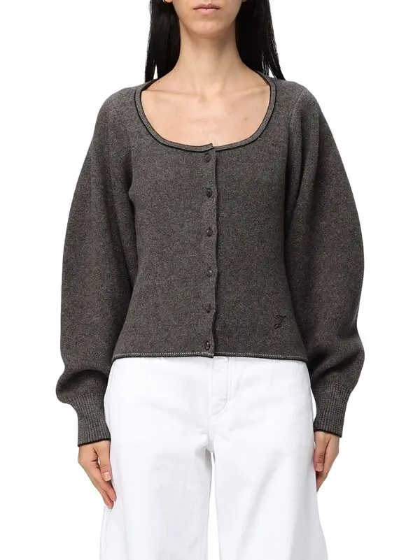 Jacquemus Slim Fit Wool And Cashmere Cardigan With Puff Sleeves - Grey