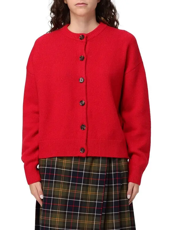 Barbour Cardigan In A Wool And Cashmere Blend With Button Closure - Red