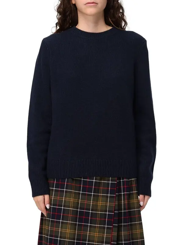Barbour Long-sleeved Crewneck Jumper In A Wool And Cashmere Blend - Blue