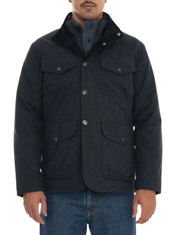 Barbour Ogston Short Polyester Parka With Padded Interior And High Neck - Blue