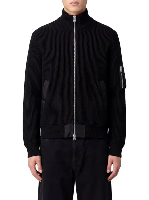 SACAI X CARHARTT WIP Ribbed Wool Zip-up Cardigan With High Neck - Black