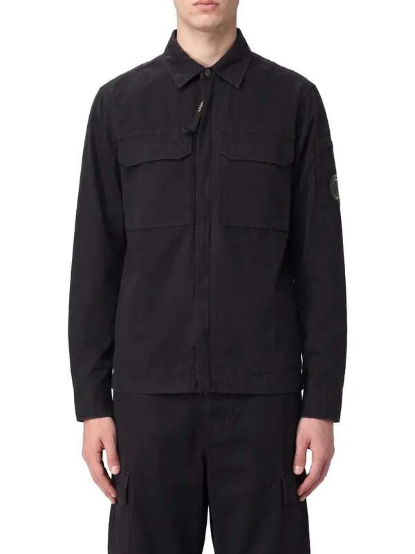 C.P. COMPANY Cotton Shirt Jacket With Zip Closure And Flap Pocket - Black