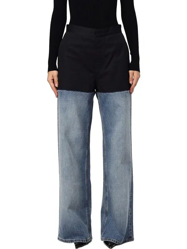 Alaïa High-waisted Wide Leg Jeans In Two-tone Cotton - Denim