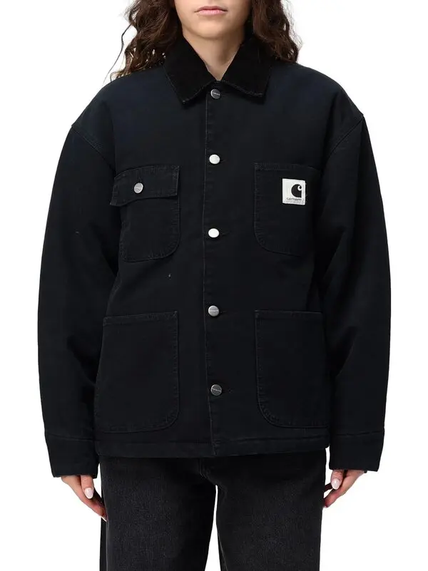 Carhartt Work In Progress Oversized Organic Cotton Shirt Jacket With Velvet Collar - Black