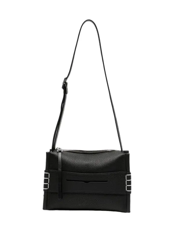 JW Anderson Loafer Grained Leather Crossbody Bag With Chain Detail - Black