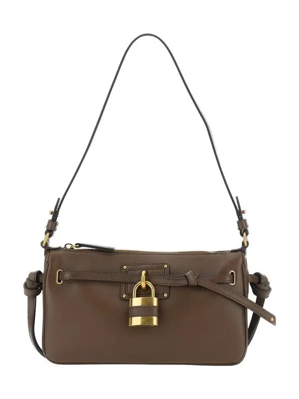Chloé Paddington Shoulder Bag In Smooth Calfskin Leather With Padlock - Brown