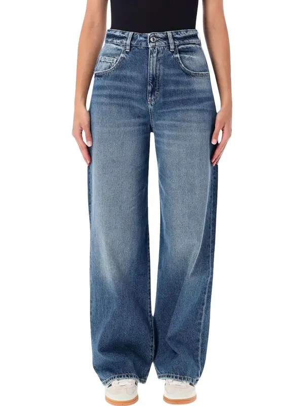 ICON DENIM LOS ANGELES Poppy High-waisted Wide Leg Jeans In Cotton Denim - Blue