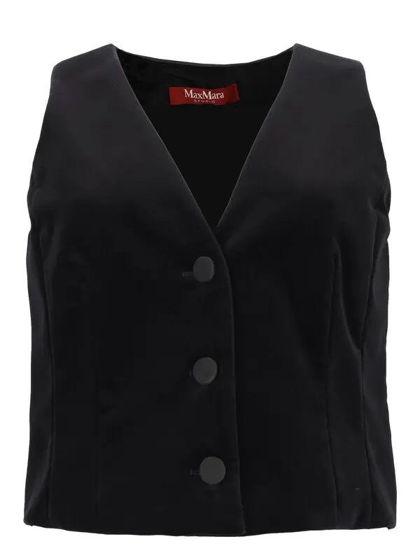 Max Mara Gilet In Velluto Liscio - Black