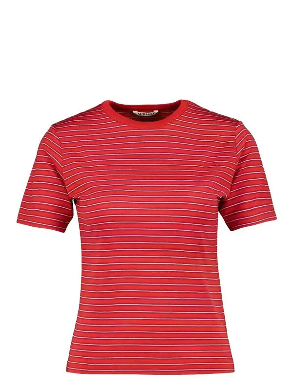 Auralee Striped Wool T-shirt - Red