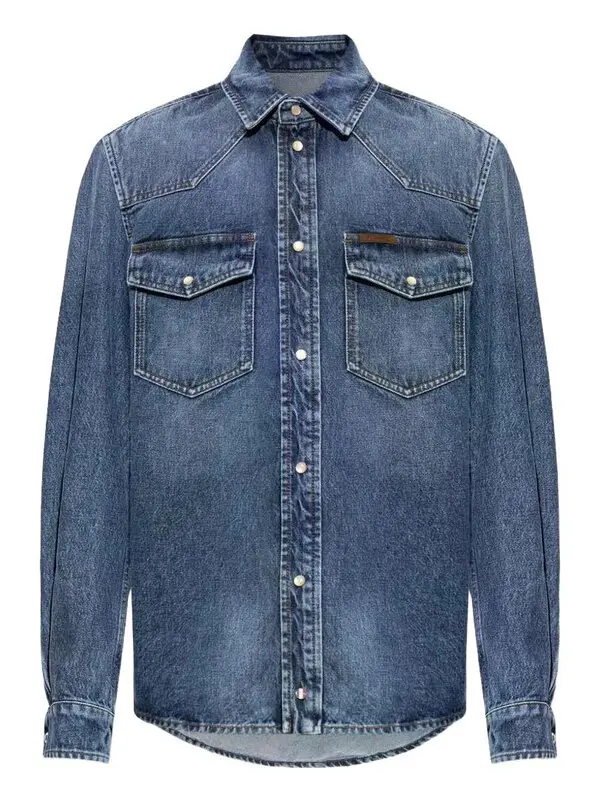 Moncler Logo-patch Denim Shirt - Blue