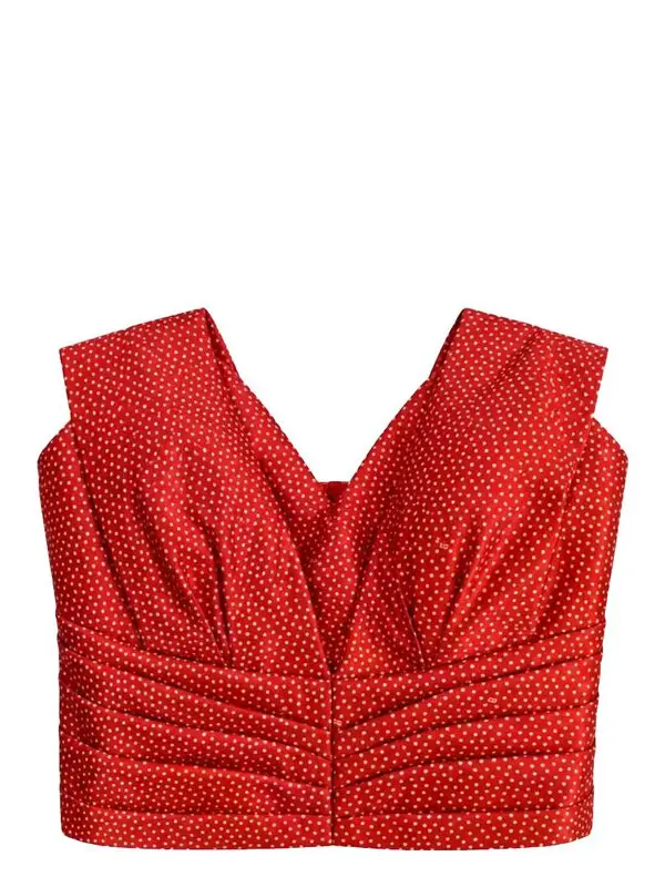 Elisabetta Franchi Gazar Polka-dot Lace-up Top - Red