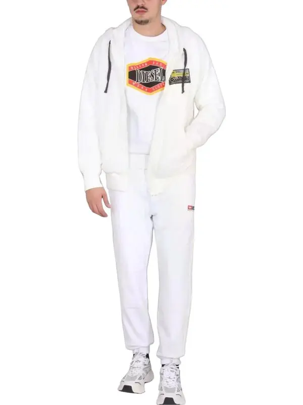 DIESEL® Logo-patch Zip-up Hoodie - White