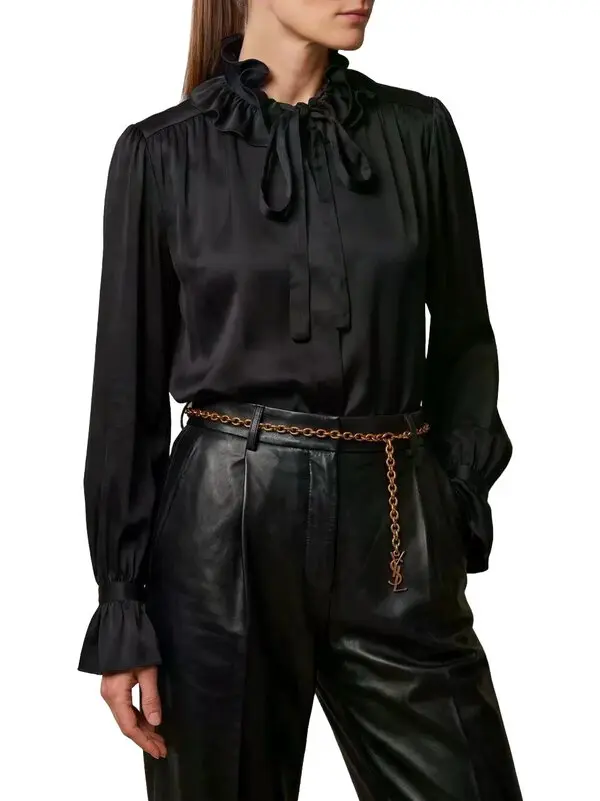 SUTTON NEW YORK Ruffled Pussy-bow Shirt - Black