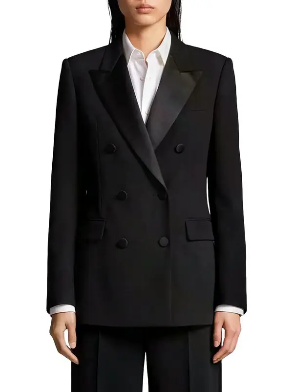 SUTTON NEW YORK Double-breasted Peak-lapel Blazer - Black