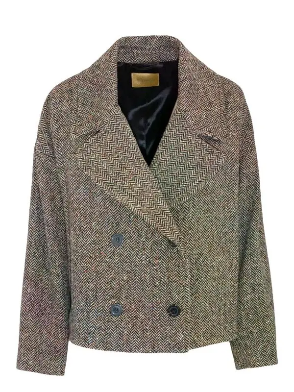 Momoni Herringbone Double-breasted Jacket - Brown