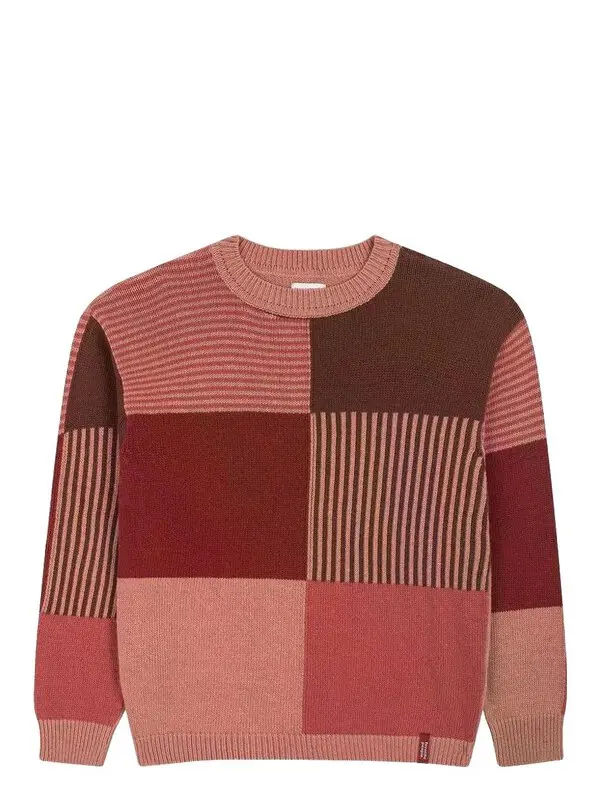 FAVORITE PEOPLE Traveler Patchwork Color-block Sweater - Red